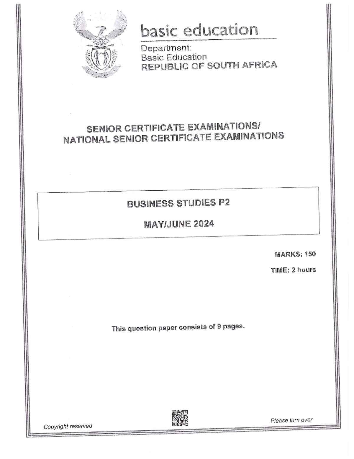BSTD June 2024 P2 ENG - Business studies practice material - Studocu