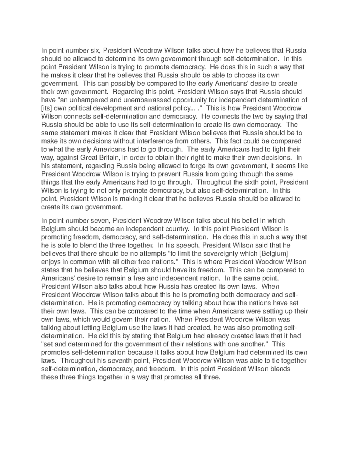 Lesson 11 Discussion - 14 Points Plan - In point number six, President ...