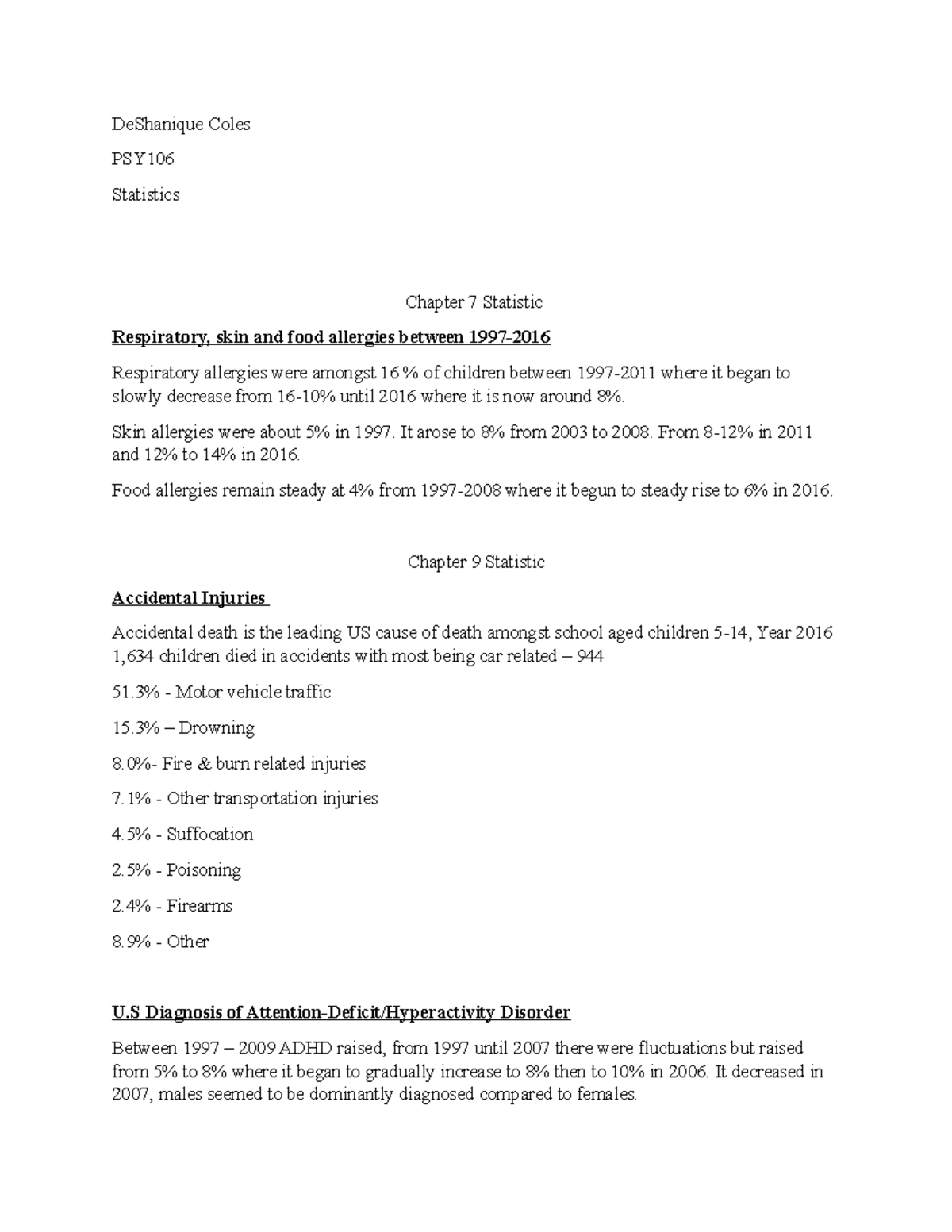PSY statistics - prelecture notes - DeShanique Coles PSY Statistics ...