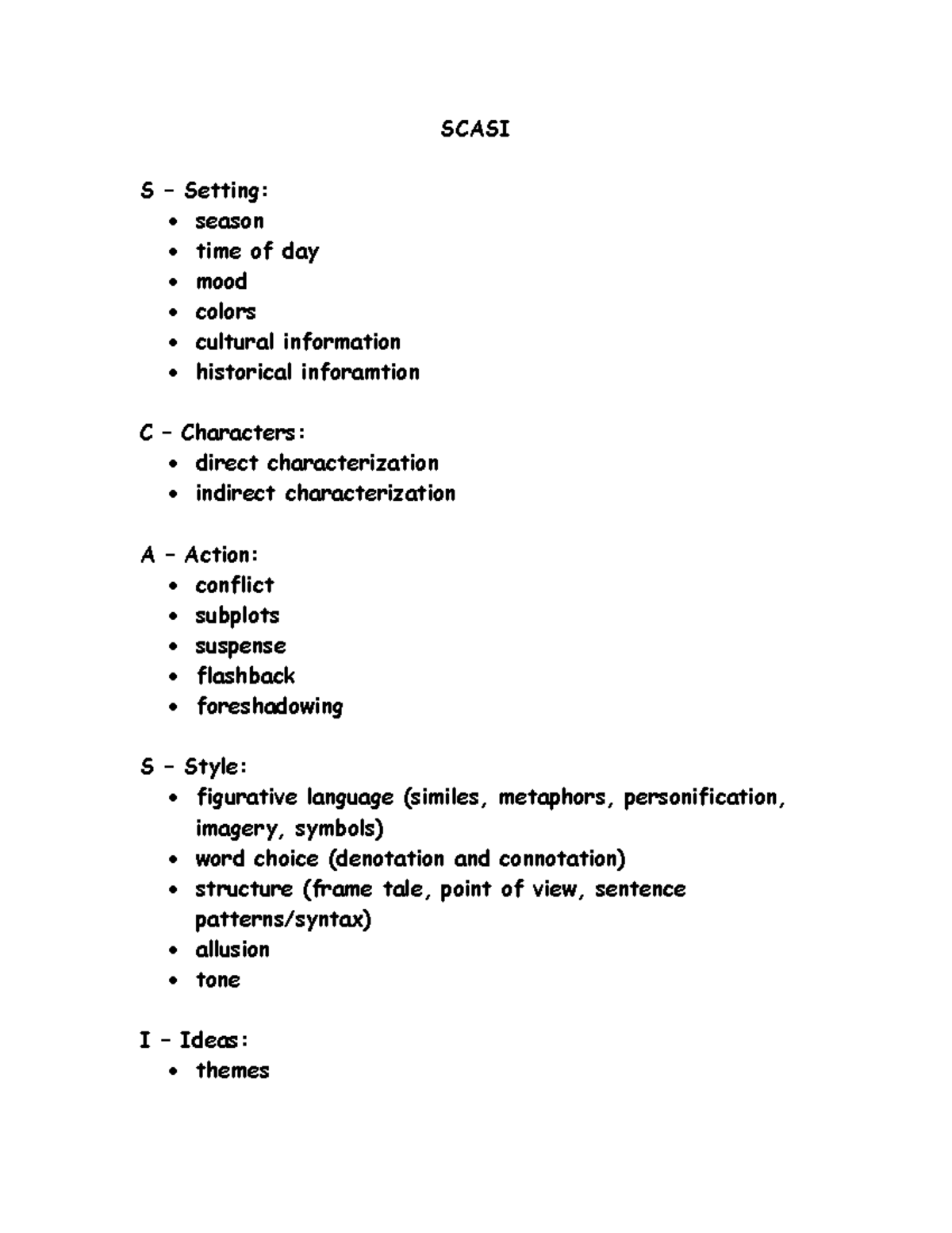 The SCASI Method - SCASI S – Setting: ∑ season ∑ time of day ∑ mood ∑ ...