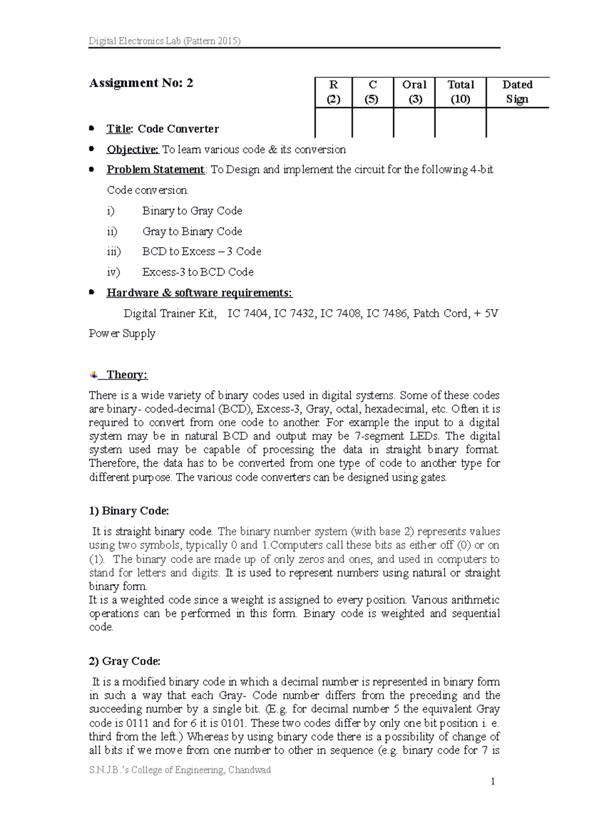 2-code-conversion - Assignment No: 2 Title: Code Converter Objective ...