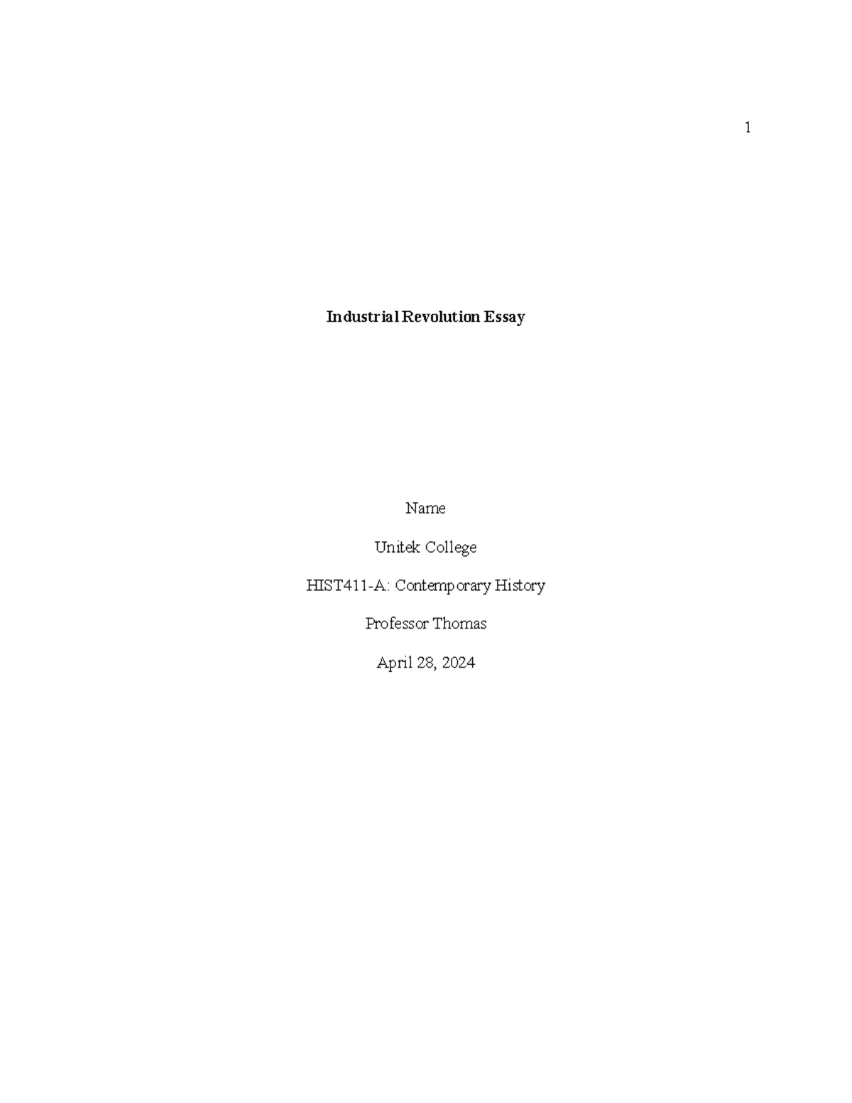 Assignment Industrial Revolution Essay - Industrial Revolution Essay ...