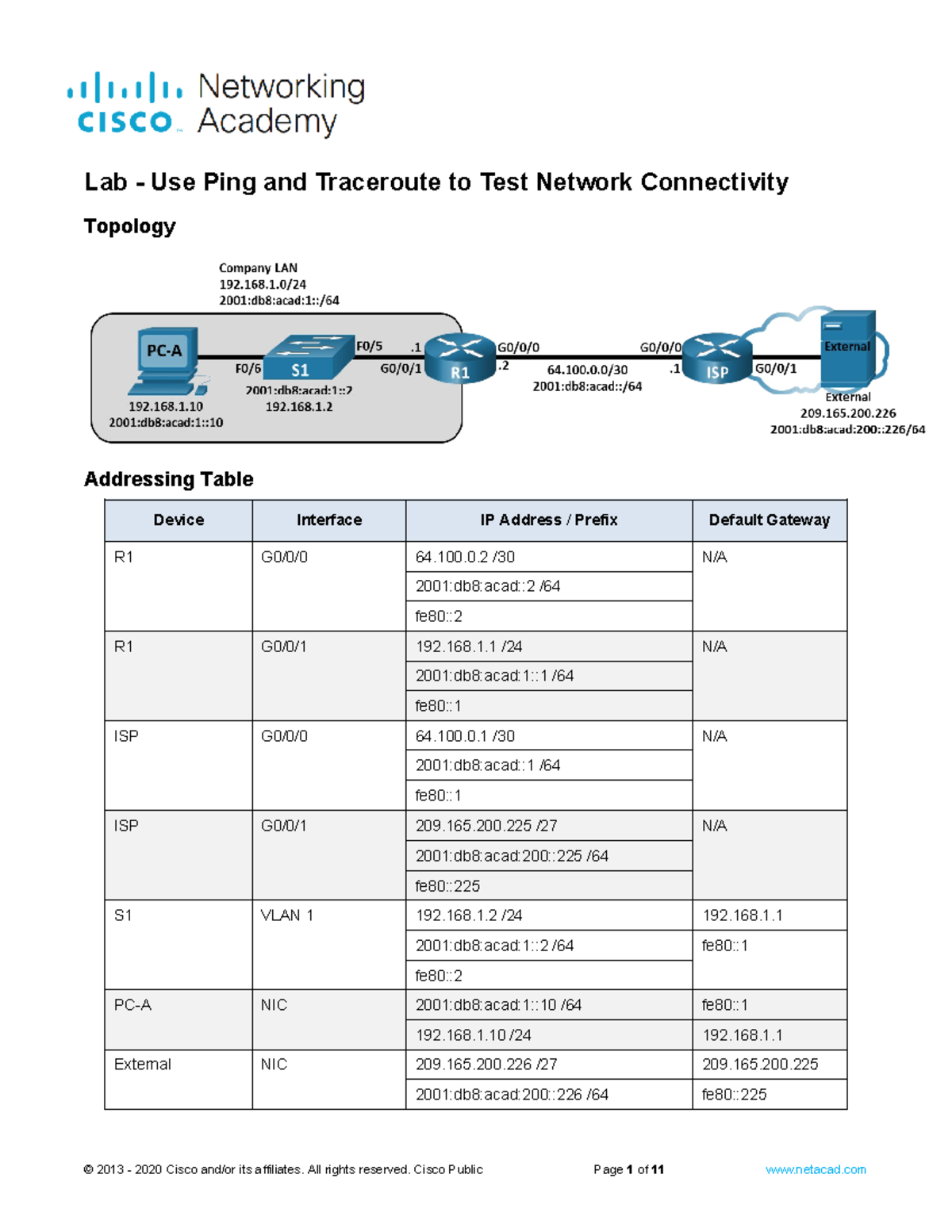13.3.2 Lab - Use Ping and Traceroute to Test Network Connectivity ...