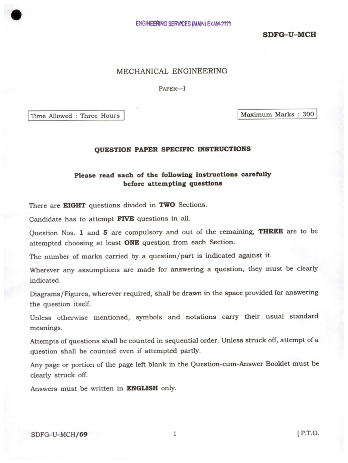 Mechanical Engineering Paper I - Studocu