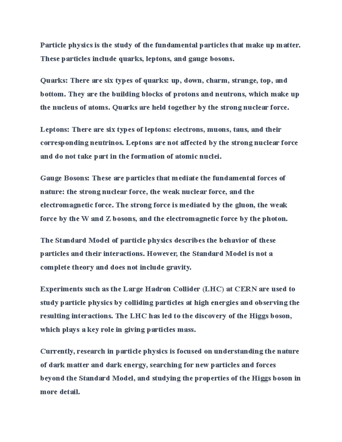 Particle Physics Notes - Particle physics is the study of the ...