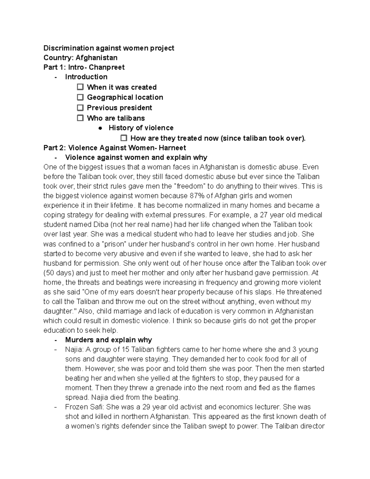 Discrimination Project - Discrimination against women project Country ...