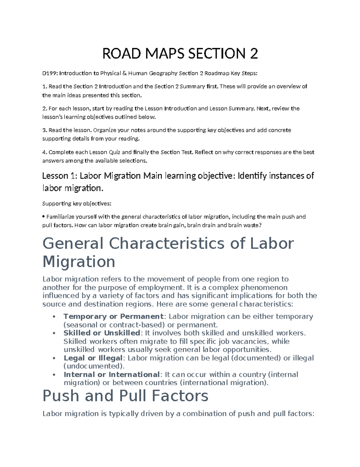 ROAD MAPS Section 2 of 3 - ROAD MAPS SECTION 2 D199: Introduction to ...