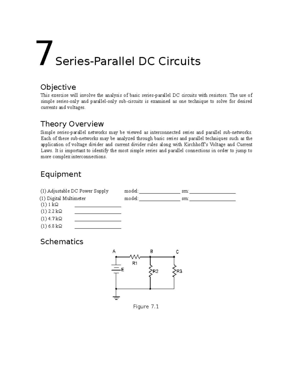 Experiment no - Study well - 7 Series-Parallel DC Circuits Objective ...