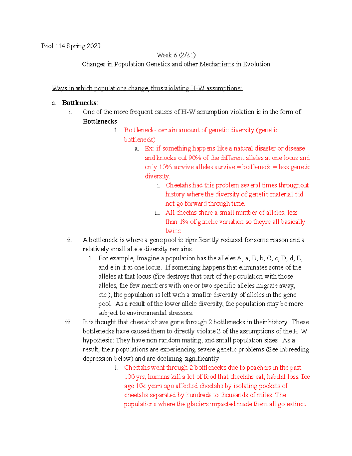 Week 6 (2-21) - Changing Population Genetics and Mechanisms of ...