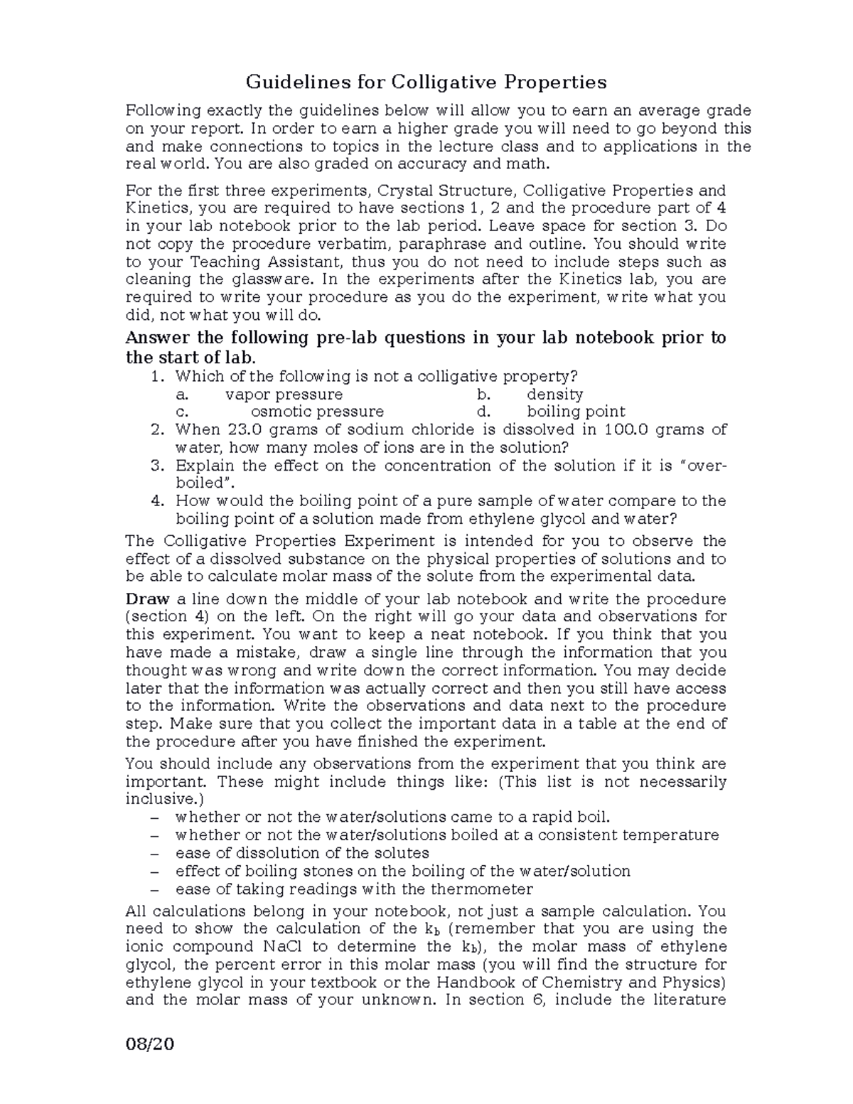 03. Colligative Properties Guidelines - Guidelines for Colligative ...