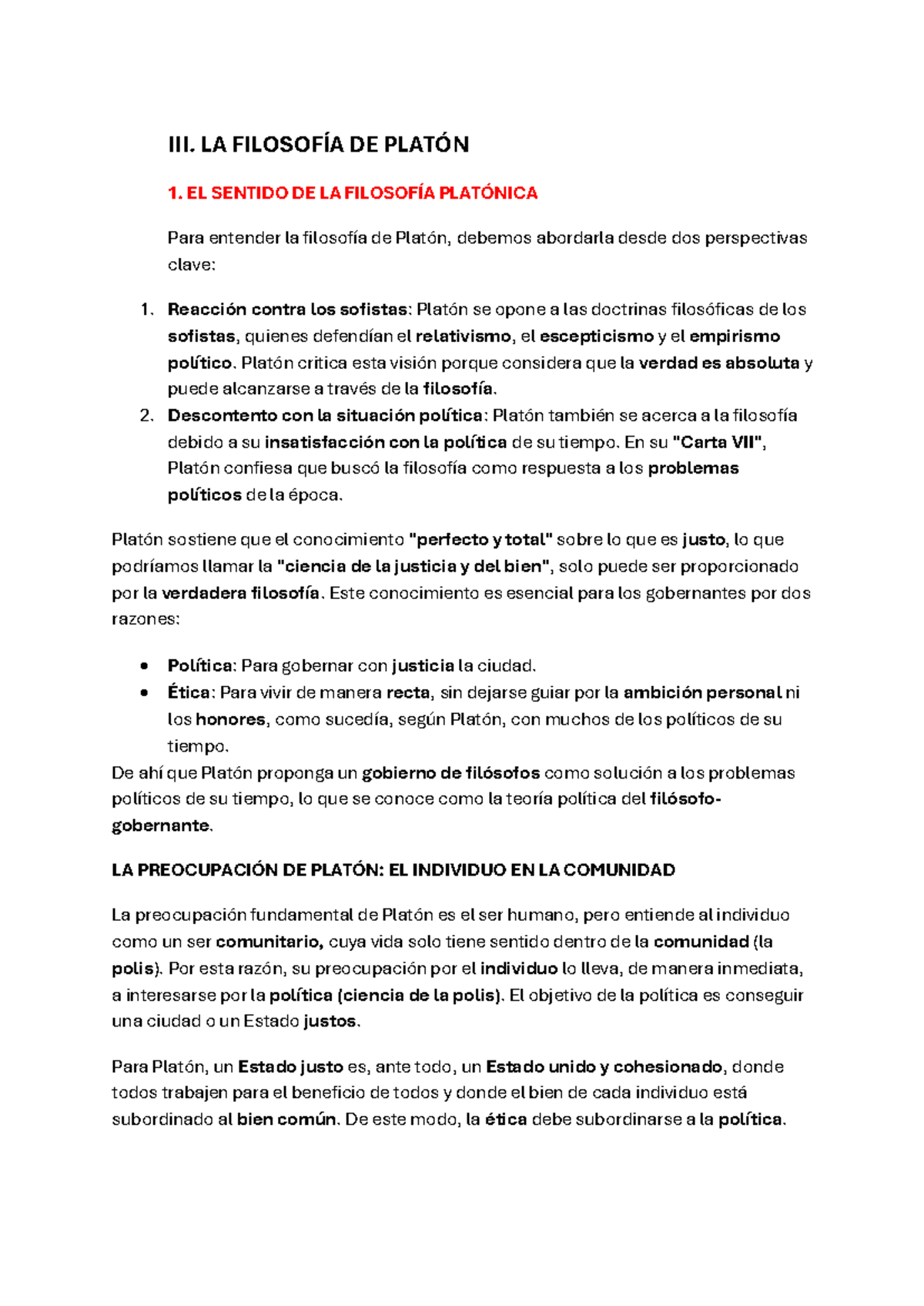 III - jSCLSJ - III. LA FILOSOFÍA DE PLATÓN 1. EL SENTIDO DE LA ...