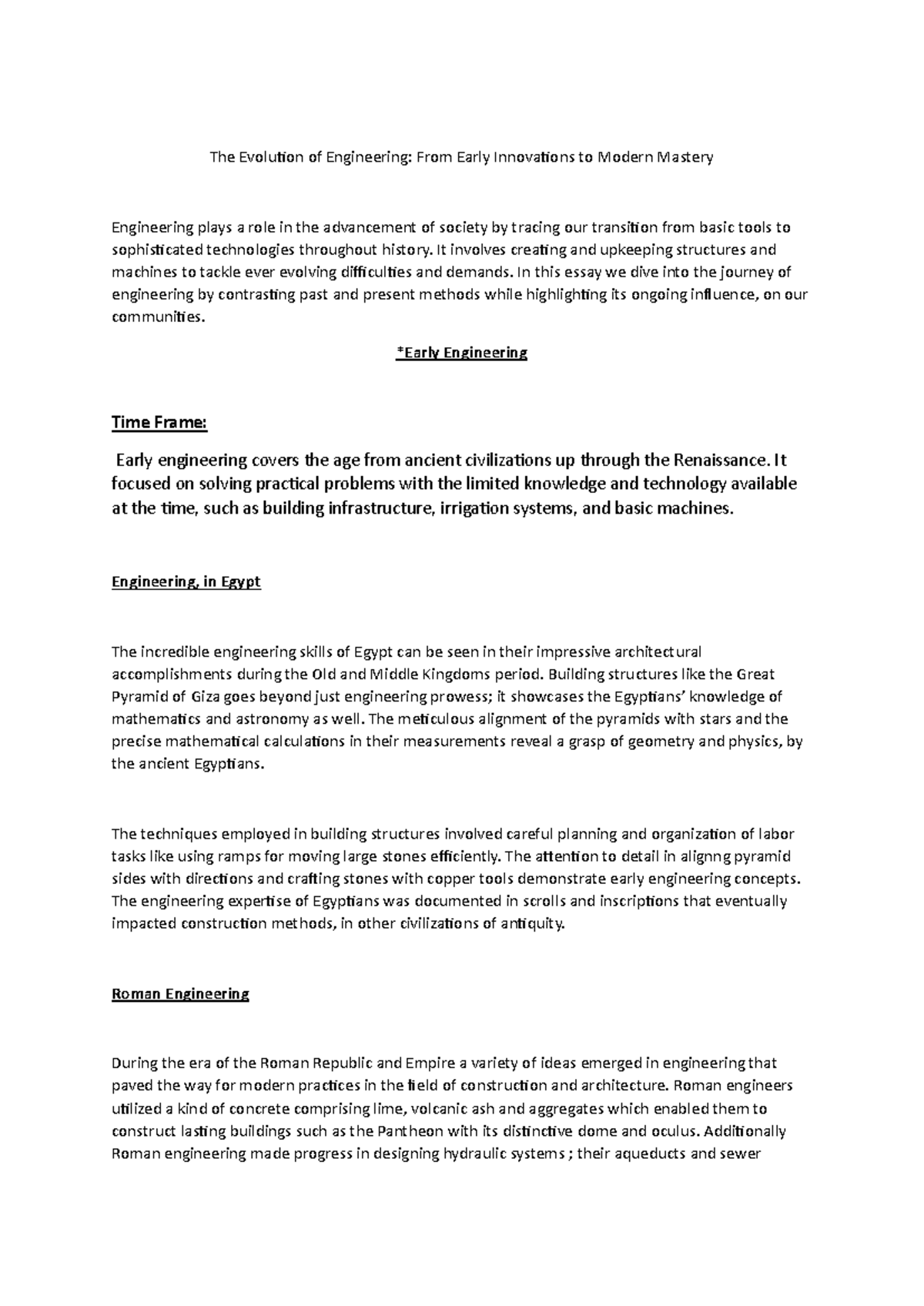 Early Engineering VS Modern Engineering(Anugrah) - The Evolu on of ...