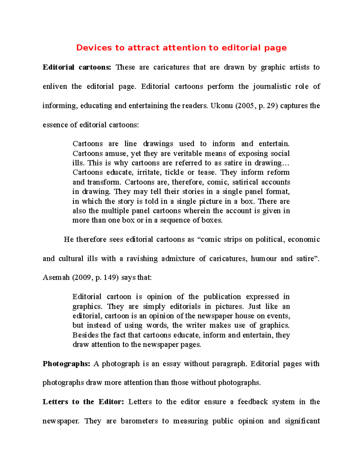 Devices to attract attention to the editorial page - Devices to attract ...