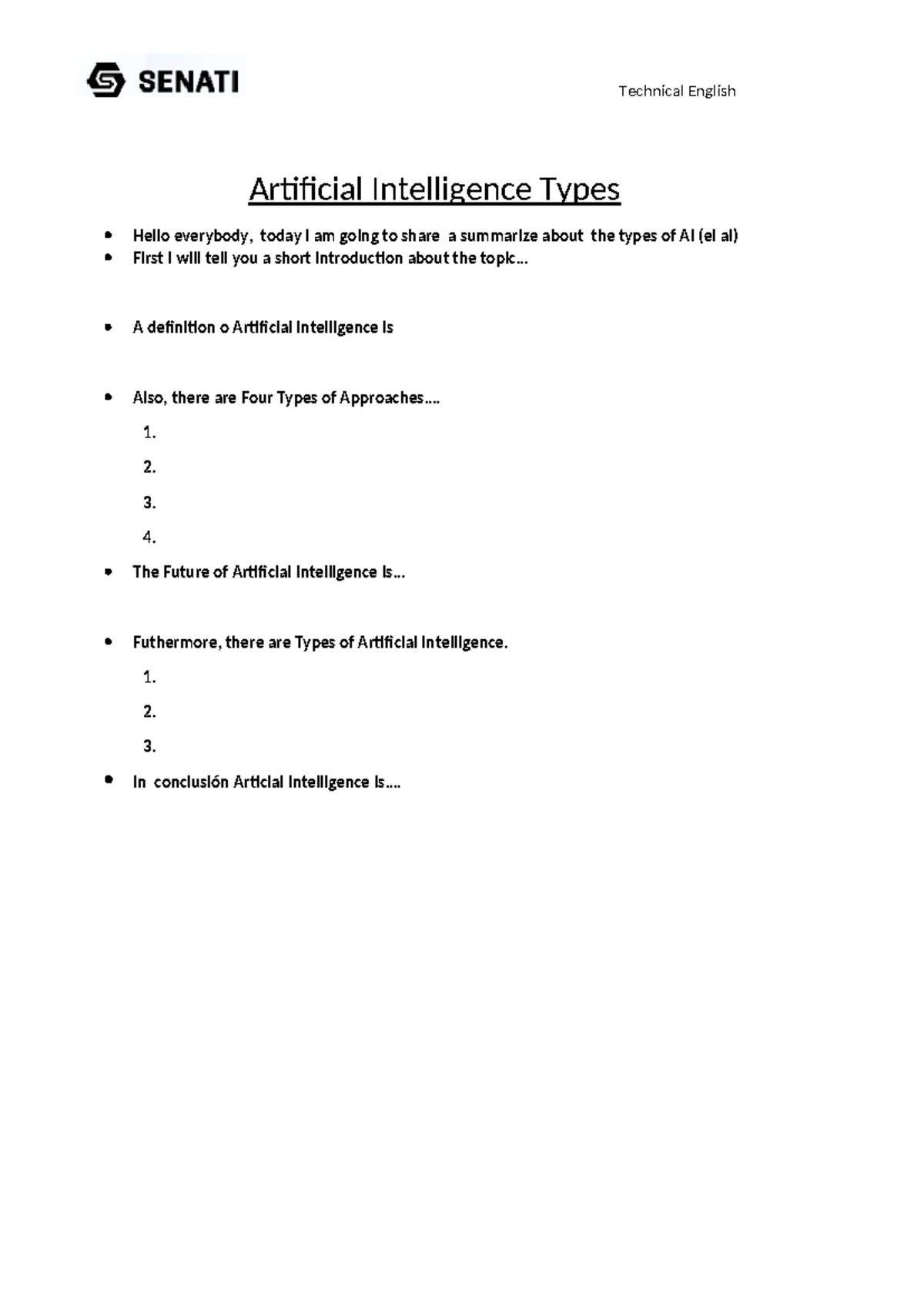 Artificial Intelligence Types - Technical English Artificial ...