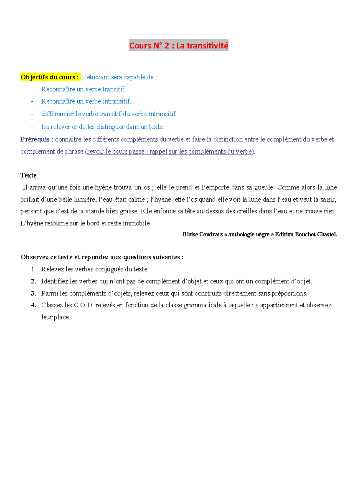 Cours N°2et Applications-La transitivité - Cours N° 2 : La transitivité ...