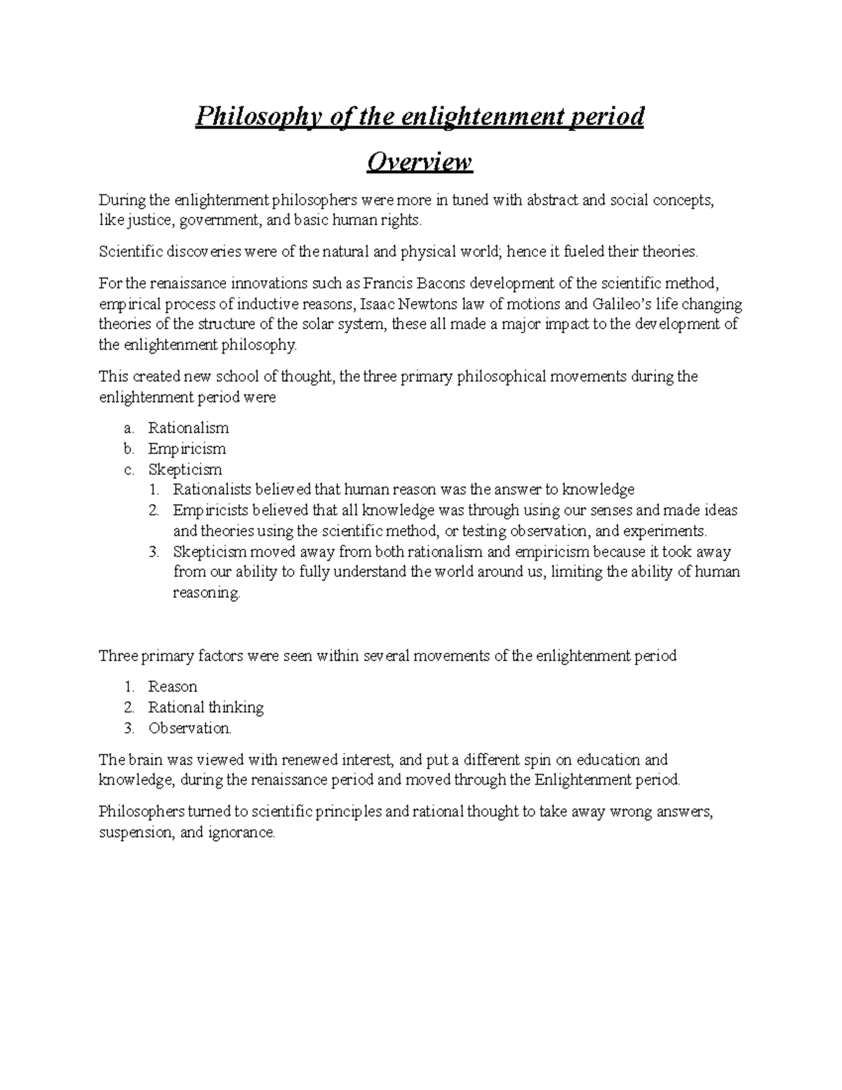 Philosophy of the enlightenment period - Philosophy of the ...