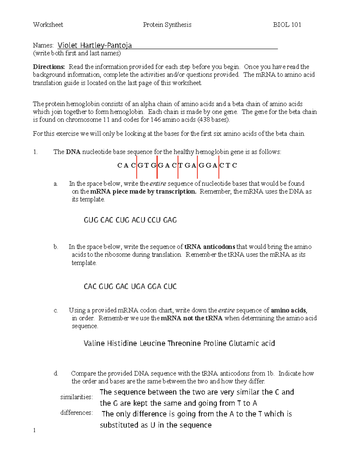 L09+-++fillable+protein - Worksheet Protein Synthesis BIOL 101 1 Names ...