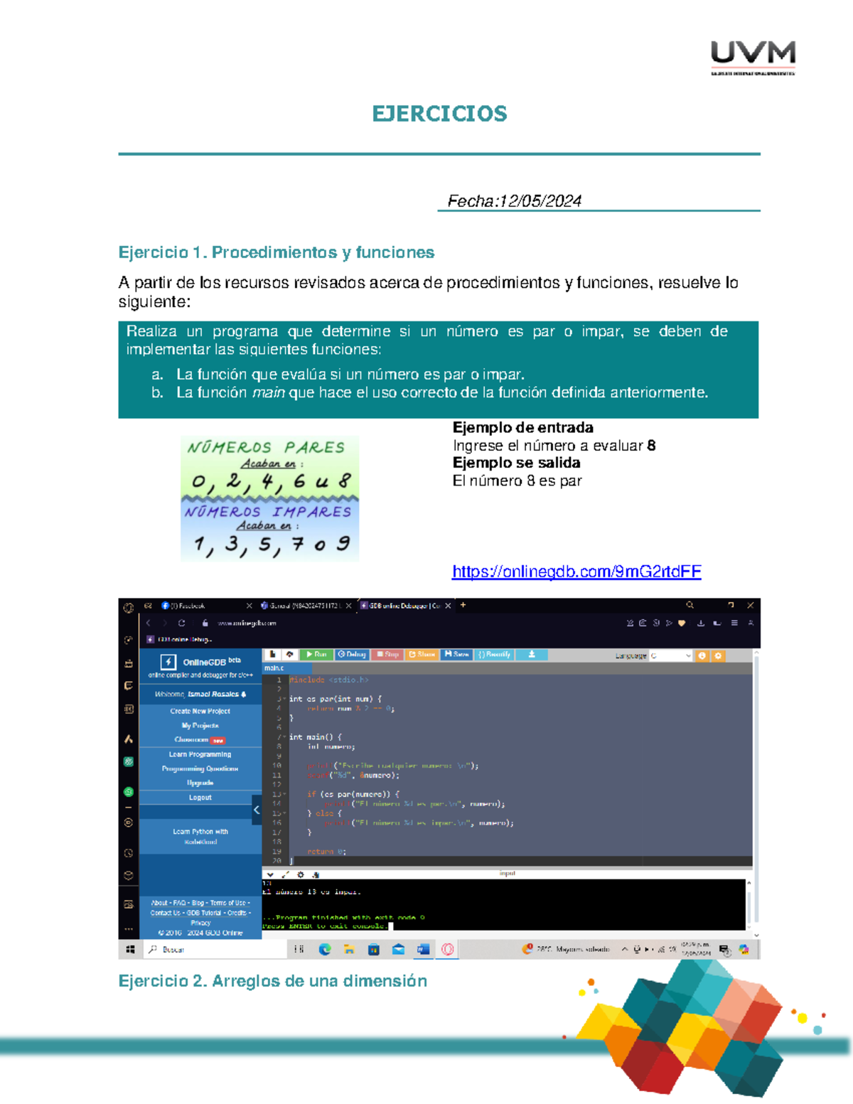 A9 - actividad 9 - EJERCICIOS Fecha: 12 / 05 / 2024 Ejercicio 1 ...
