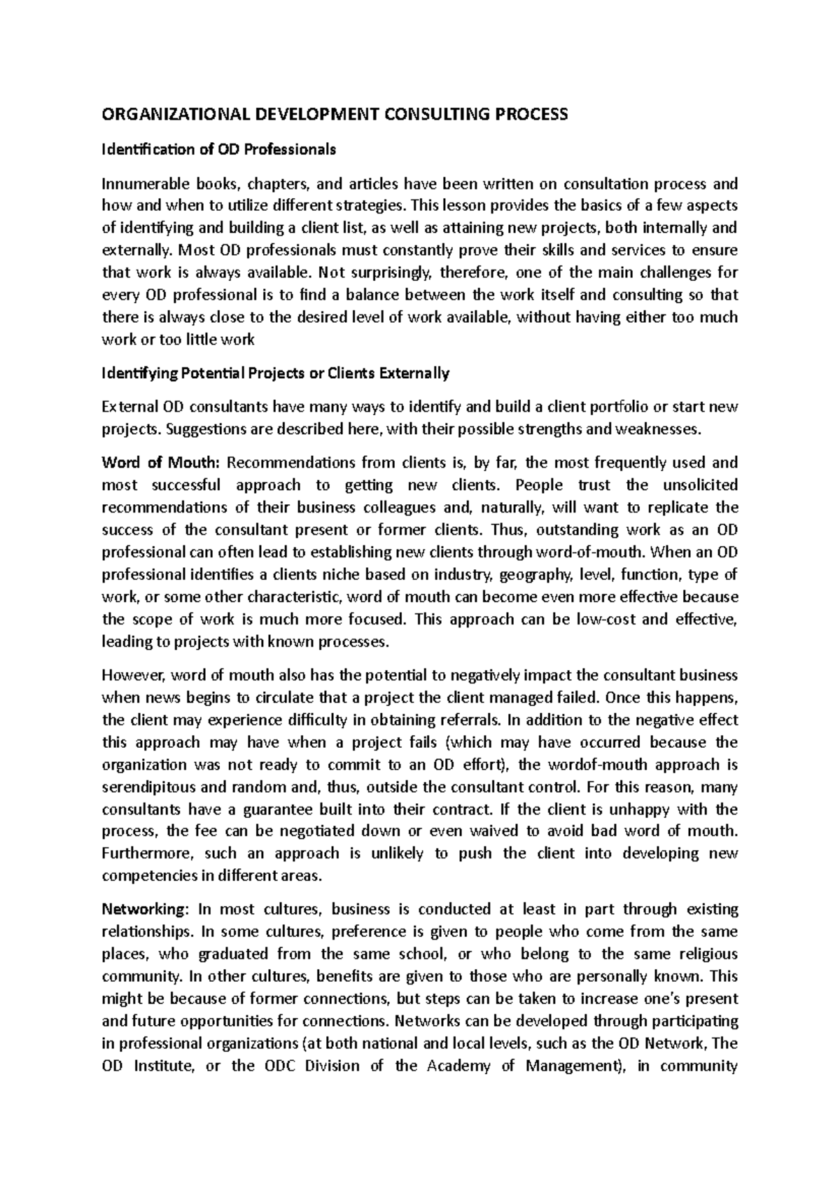 Organizational Development Consulting Process - ORGANIZATIONAL ...