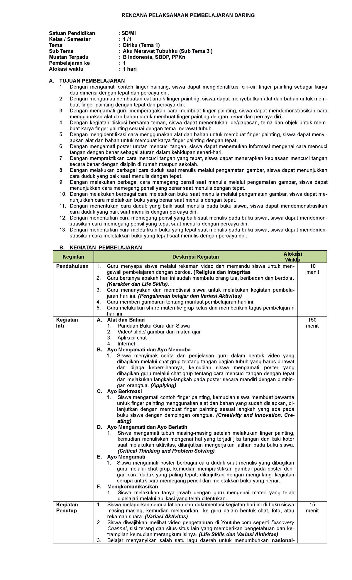 Daring T 1S3Pembelajaran 1 -www - RENCANA PELAKSANAAN PEMBELAJARAN ...