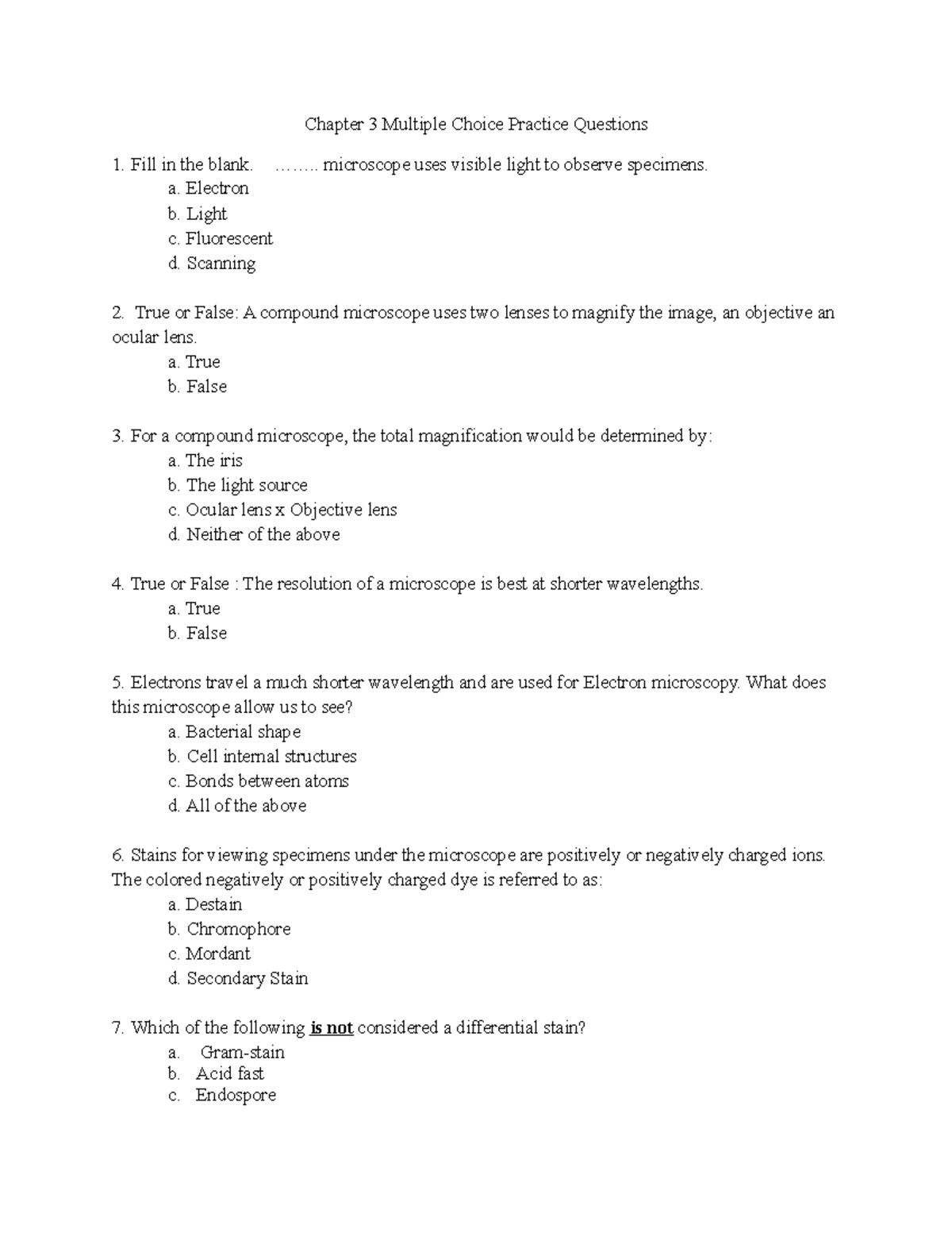 Chapter 3 practice questions - Chapter 3 Multiple Choice Practice ...
