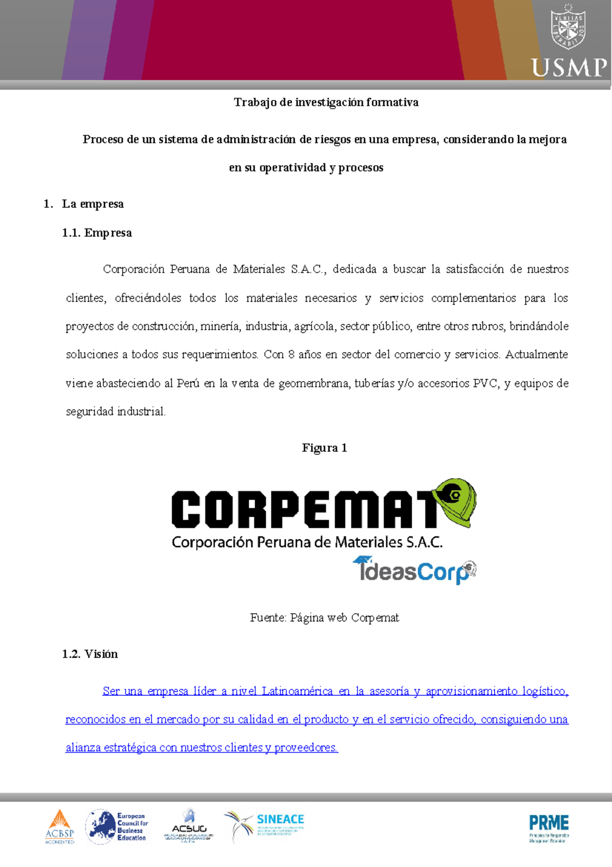 Trabajo Informativo - Corpemat - Michael PAZO - Gestion DE Riesgos ...