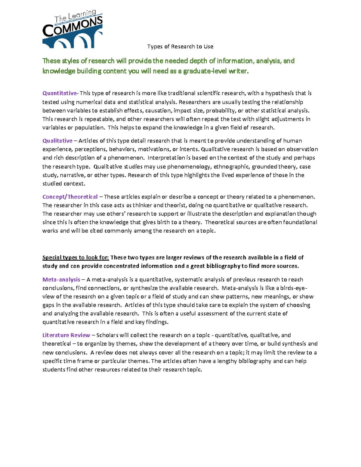 Types of Research to Use Graduate - Types of Research to Use These ...