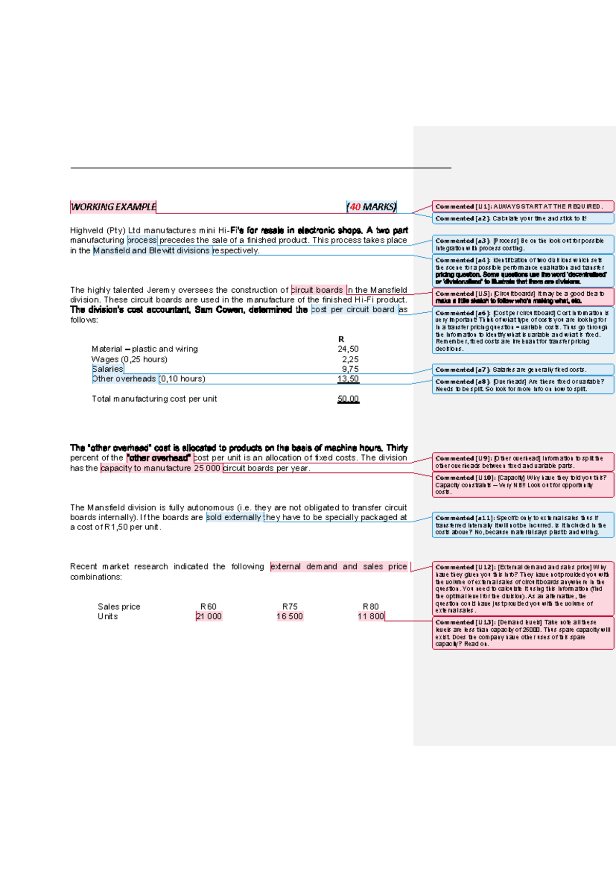 Working Example High Veld Question - WORKING EXAMPLE ( 40 MARKS ...