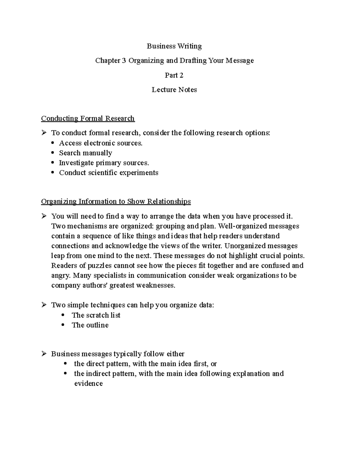 Business Writing Lecture Notes Ch 3 Part 2 - Business Writing Chapter 3 ...