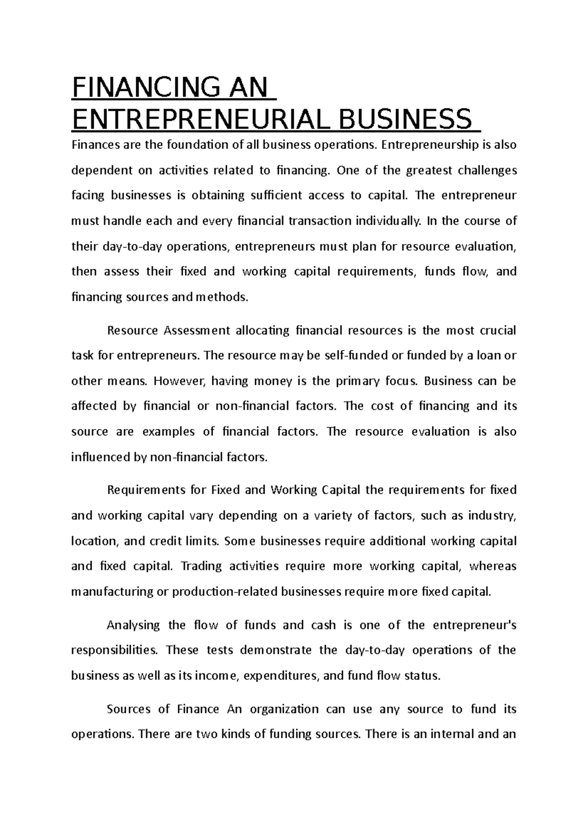 Financing AN Entrepreneurial Business - FINANCING AN ENTREPRENEURIAL ...