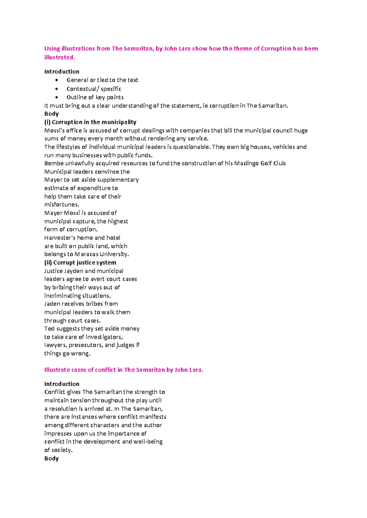 Samaritan Essays Answers - Using illustrations from The Samaritan, by ...