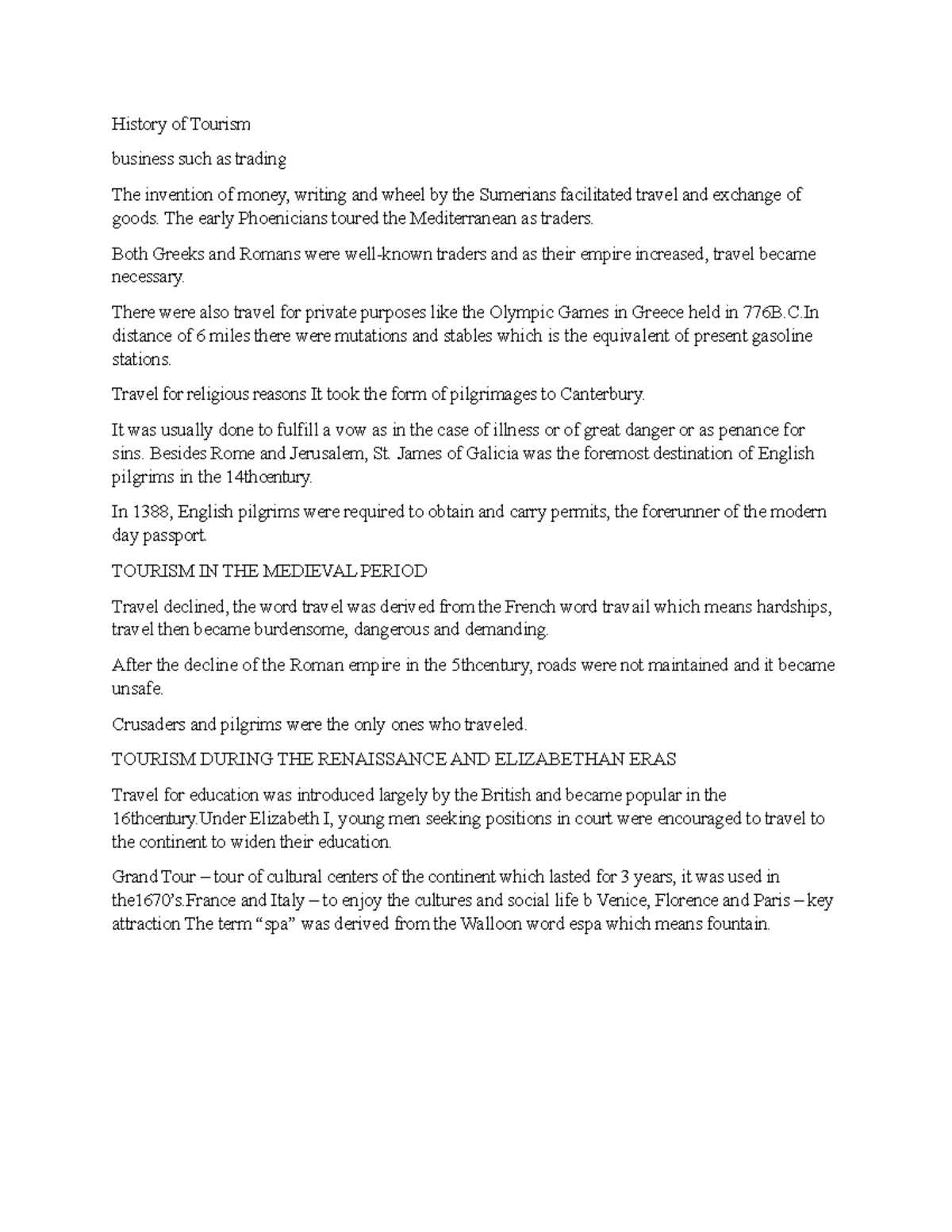 History of Tourism - The early Phoenicians toured the Mediterranean as ...