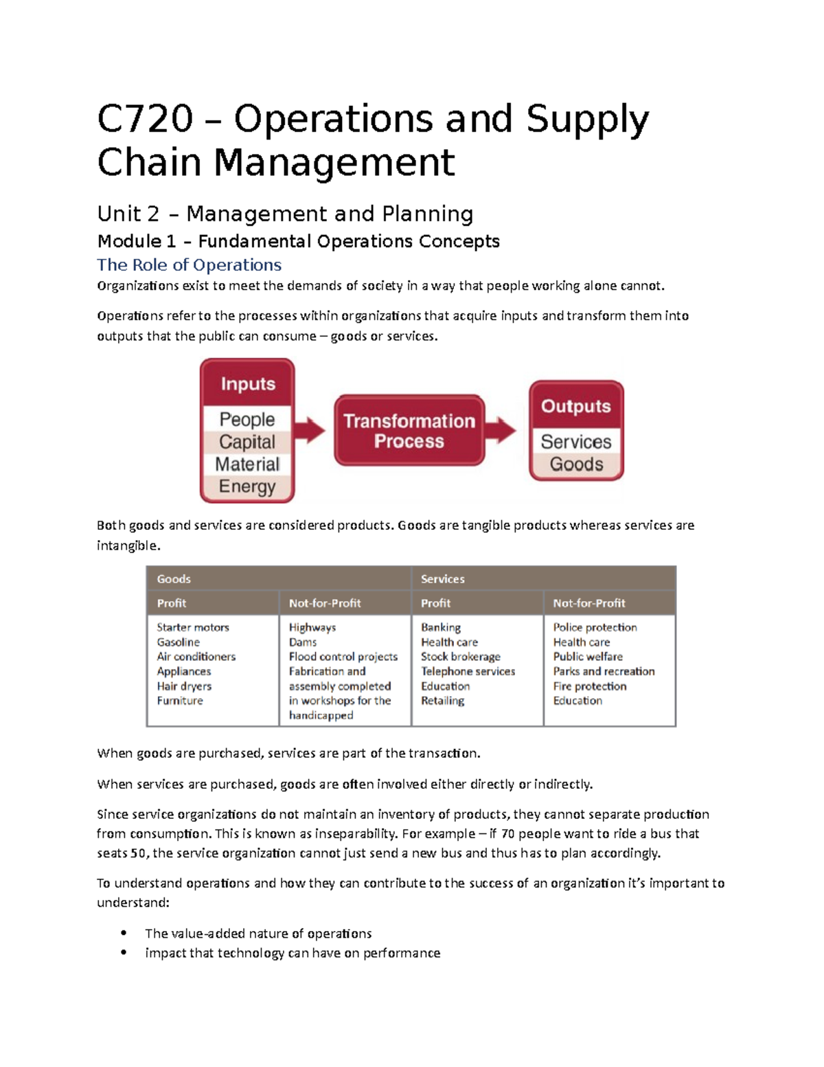 C720 - Operations and Supply Chain Management - C720 – Operations and ...