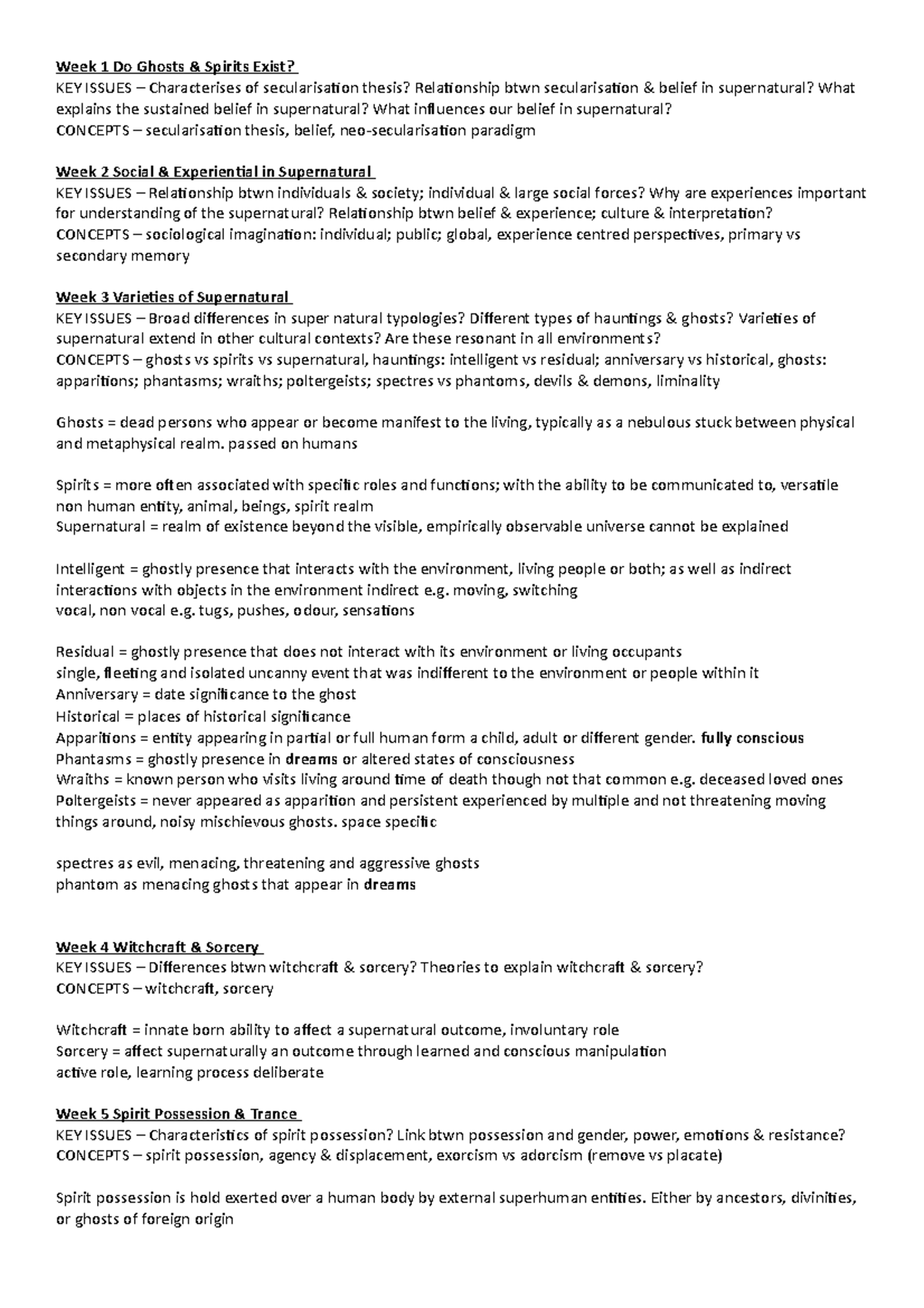 GEC1024 Finals Cheat Sheet - Week 1 Do Ghosts & Spirits Exist? KEY ...
