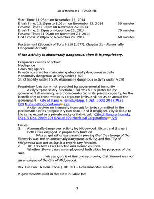 Memo 1 Billing - Outline - Billing Log on Westlaw - $2, Start Time: 11 ...