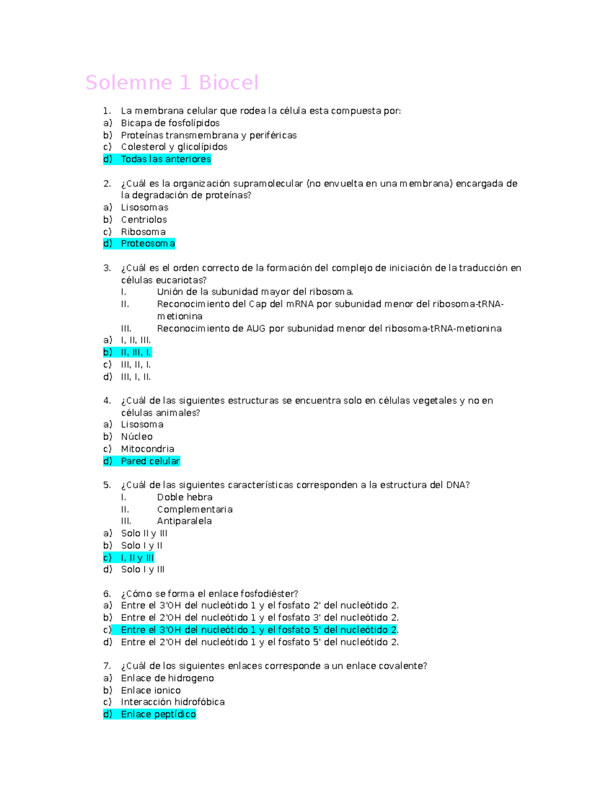 Solemne 1 Biocel - Solemne 1 Biocel La membrana celular que rodea la ...