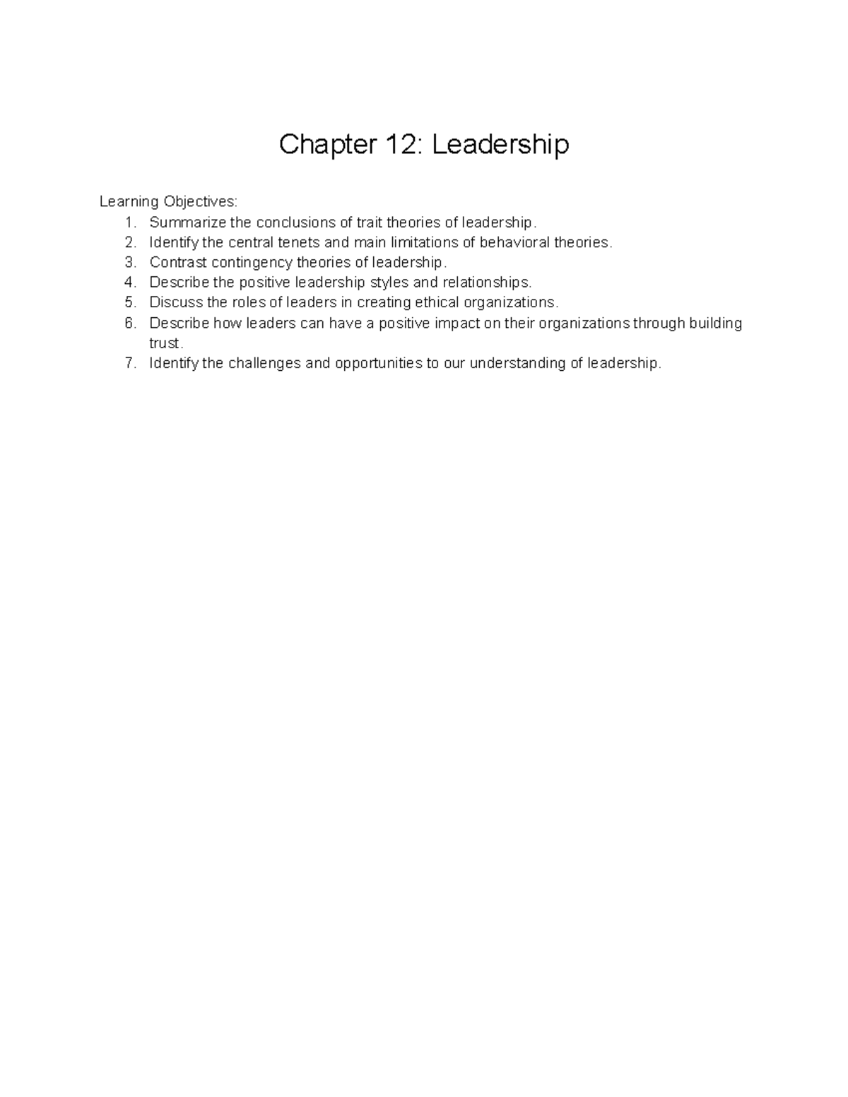 OB Chapter 12 Summary - ,,, - Chapter 12 : Leadership Learning ...