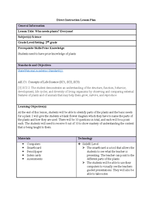 WGU Lesson Plan Example - Direct Instruc,on Lesson Plan- Allison Raszler General Informa,on ...