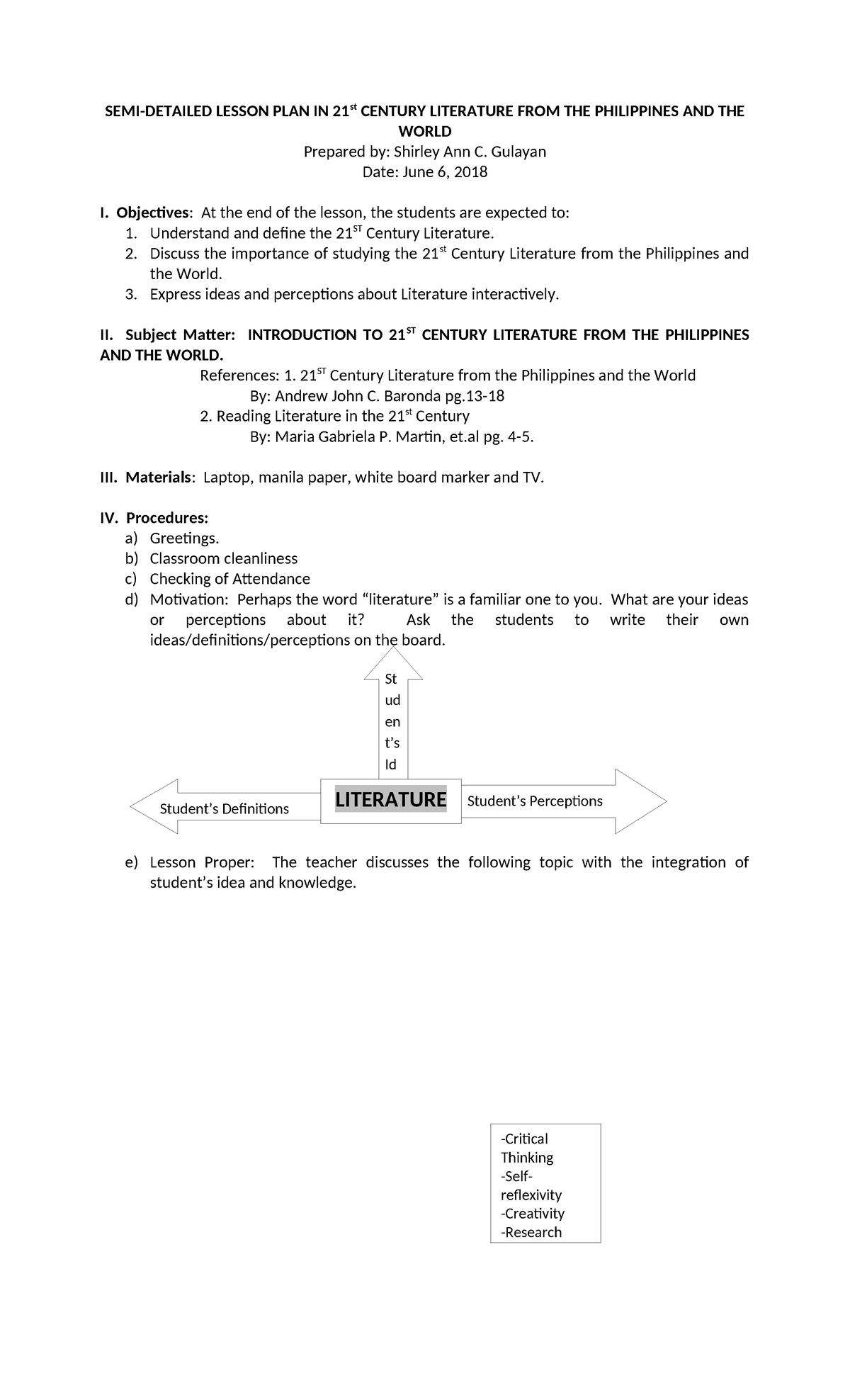 405411994 lesson plan in 21ST Century 1 docx - SEMI-DETAILED LESSON ...