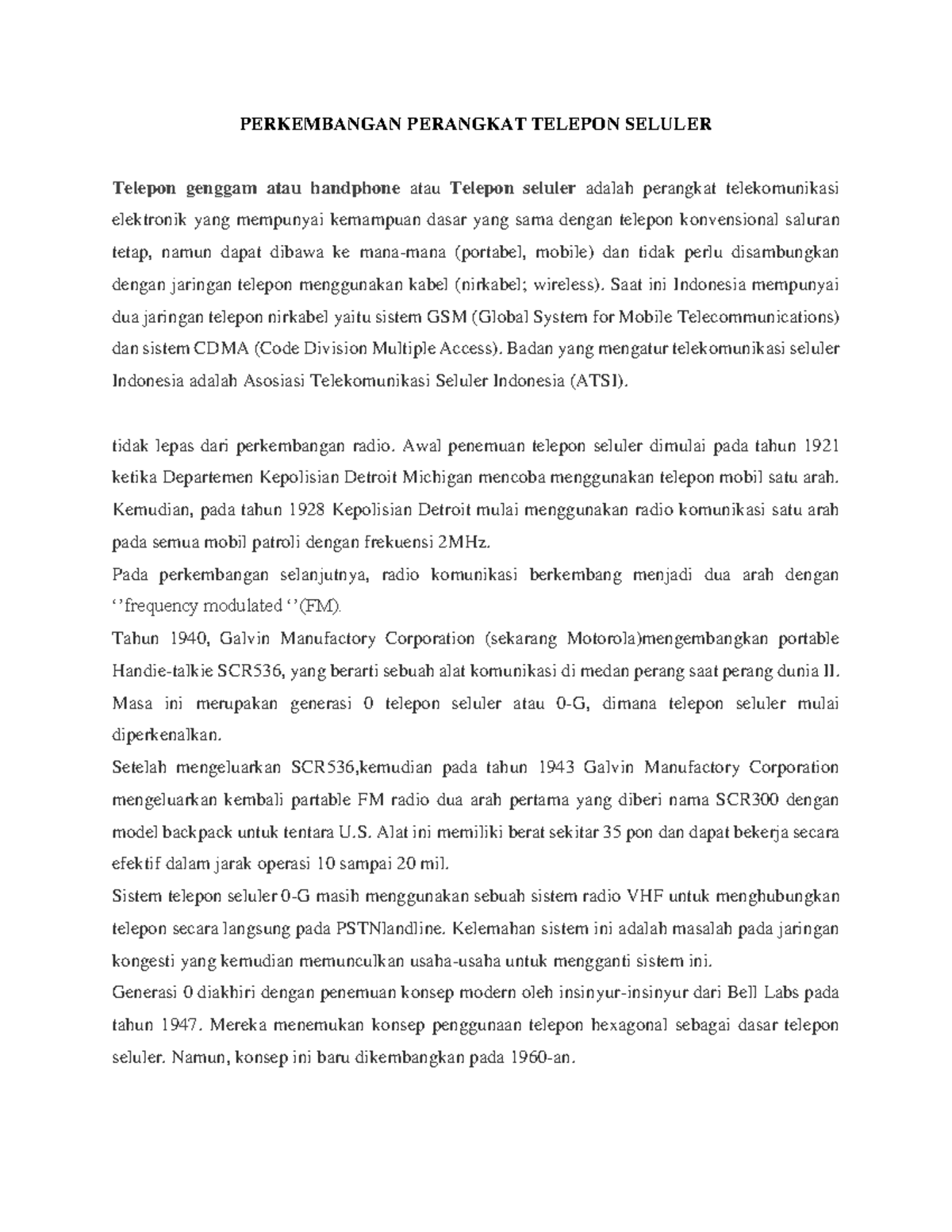 Perkembangan Perangkat Telepon Seluler - PERKEMBANGAN PERANGKAT TELEPON ...