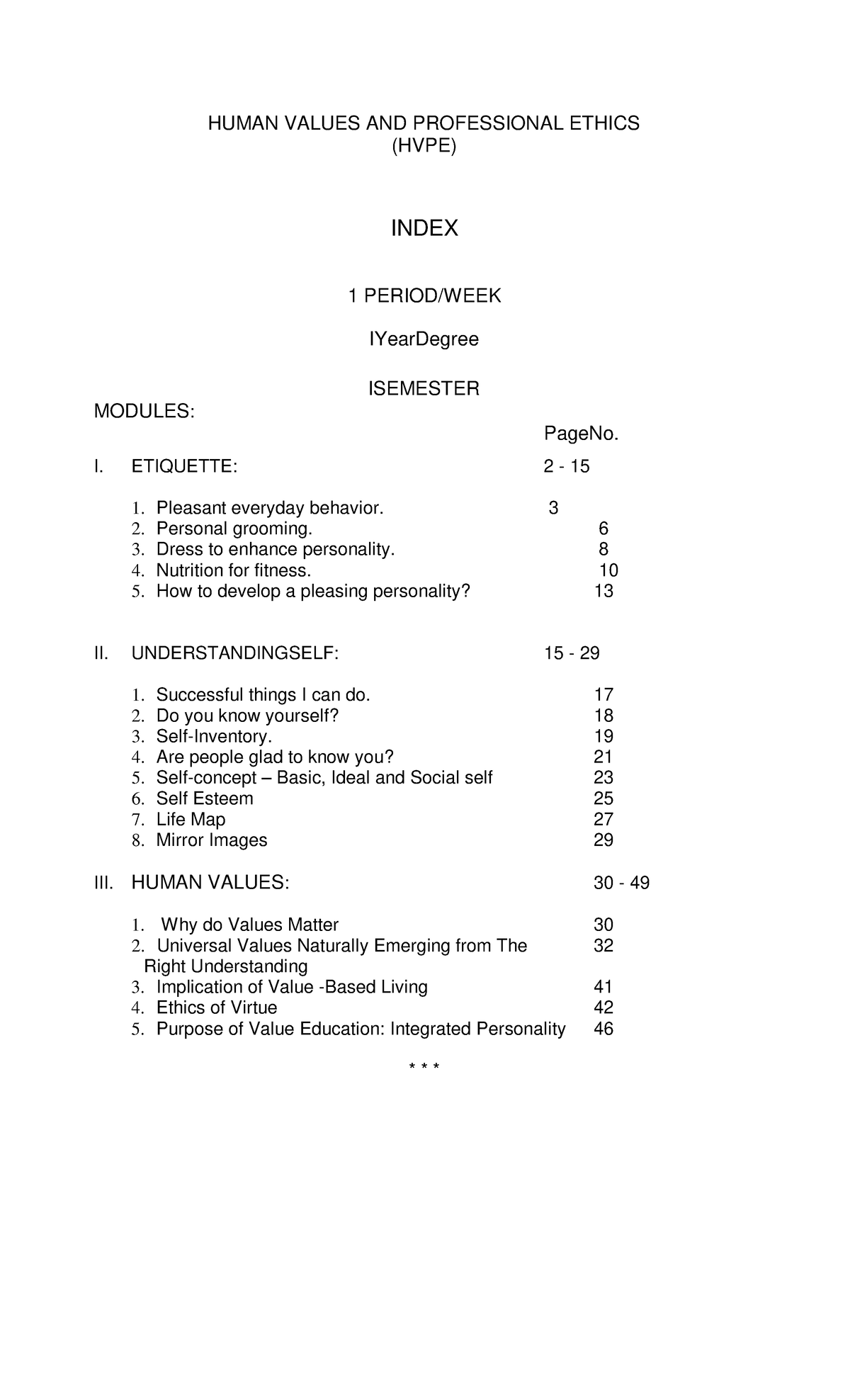 Human Values Handbook - HUMAN VALUES AND PROFESSIONAL ETHICS (HVPE ...