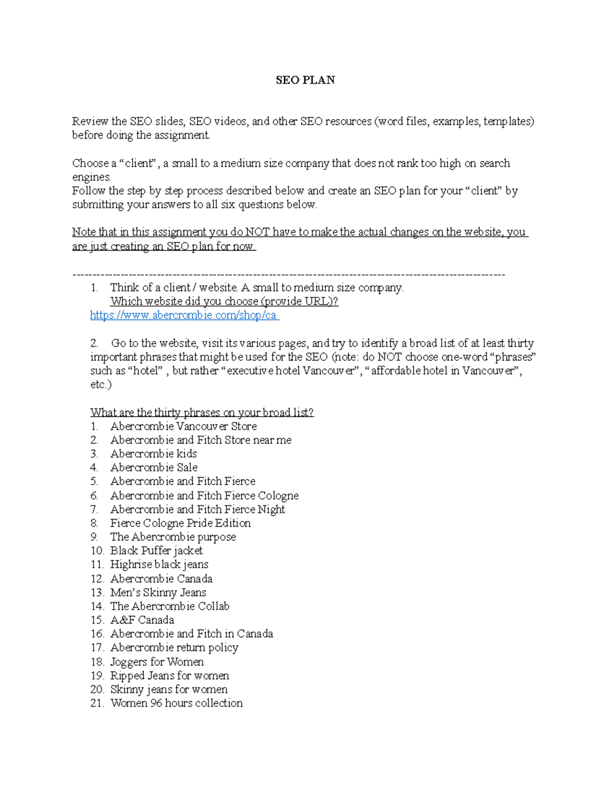 SEO PLAN - SEO Plan - SEO PLAN Review the SEO slides, SEO videos, and other SEO resources (word ...