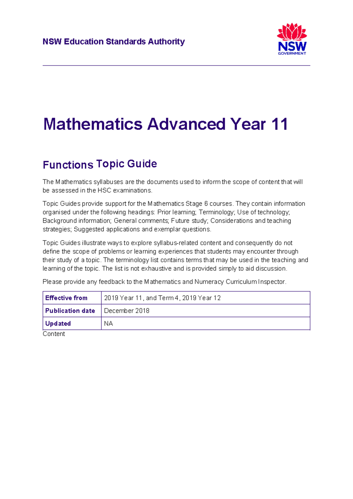 Mathematics advanced year 11 topic guide functions - NSW Education ...