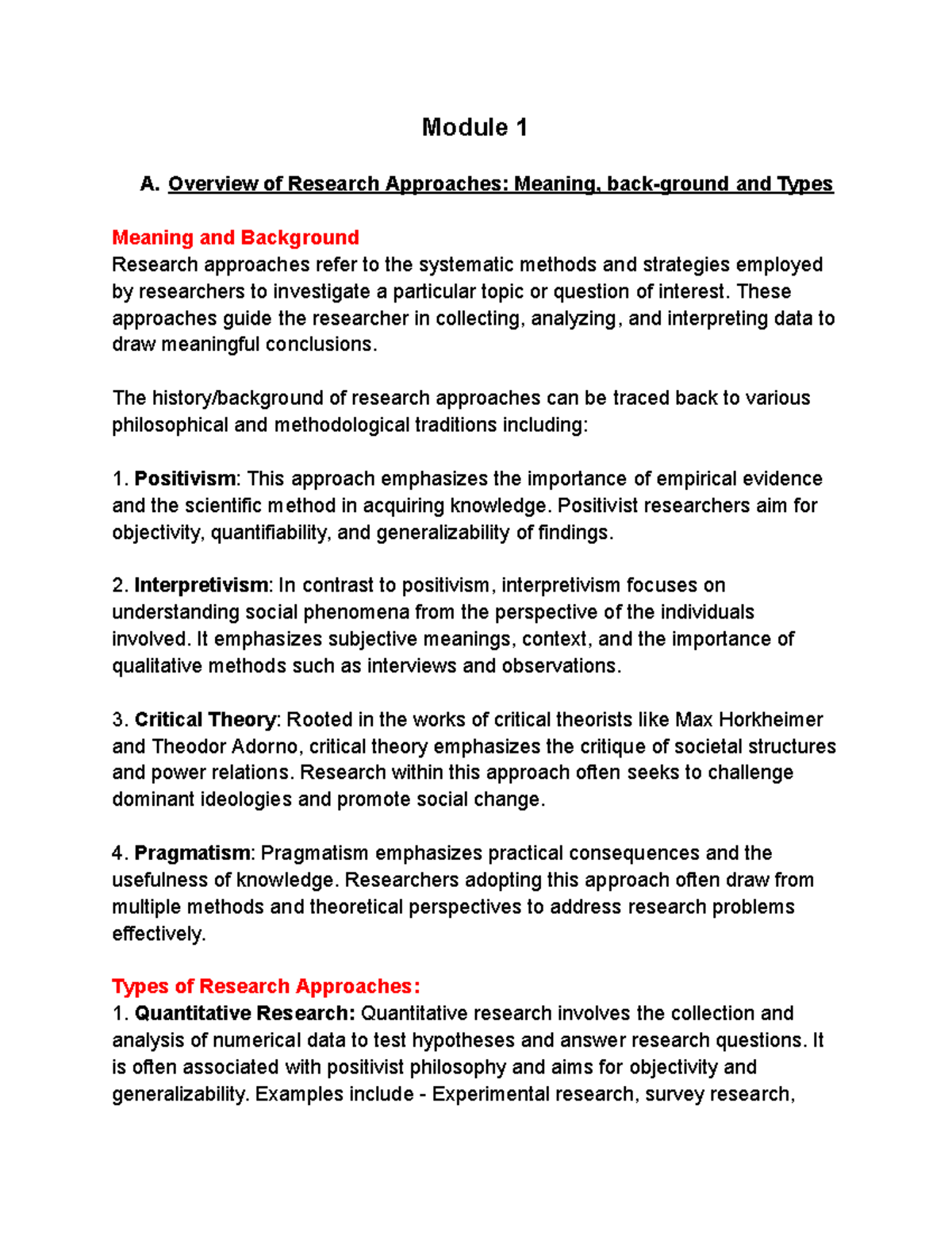 Module 1 - RM - Summary Basic Research Methodology - II - Module 1 A. Overview of Research - Studocu
