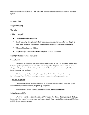 Infooutline - Informative speech outline for public speaking - Name ...