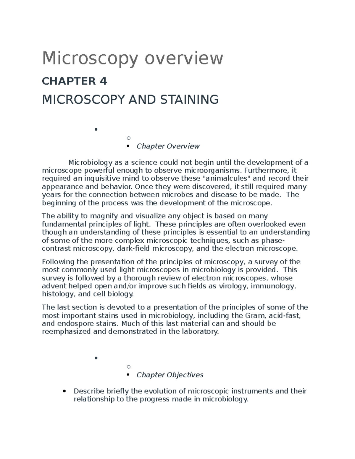 Microscopy overview - PRACTICE QUESTIONS - Microscopy overview CHAPTER ...