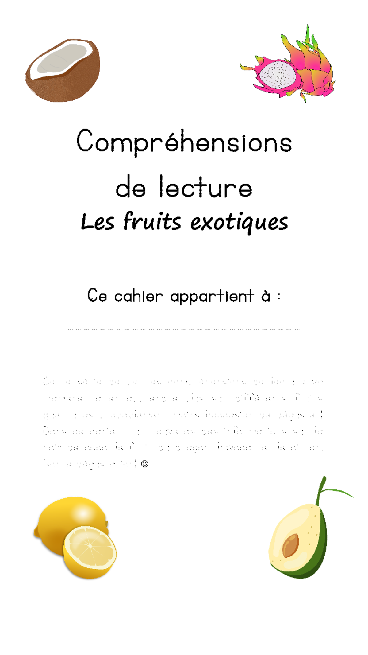 Compréhensions fruits 2 - Compréhensions de lecture Les fruits ...