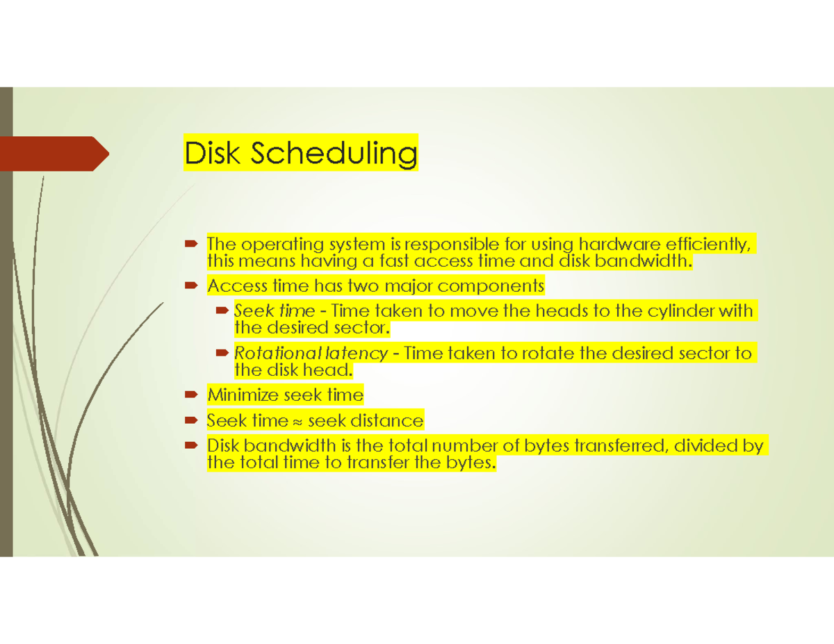 Disk scheduling - Operating Systems BCA - Disk Scheduling The operating ...