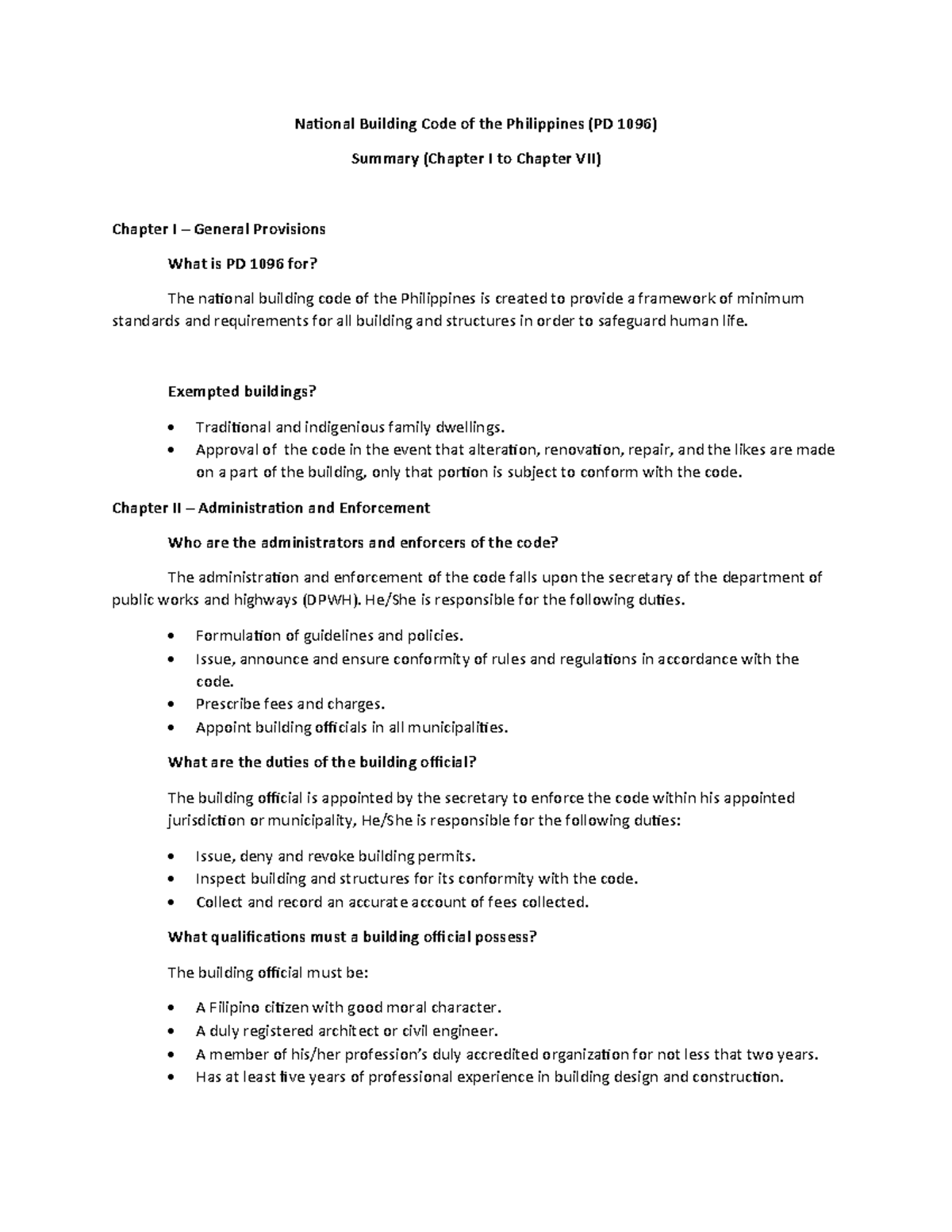 National building code of the philippines summary - National Building ...