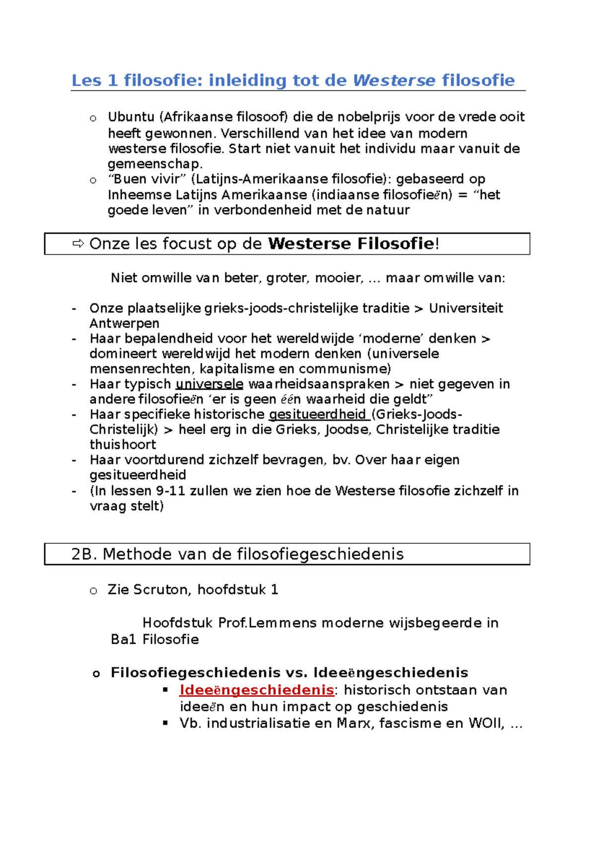 Les 1 filosofie - Les 1 filosofie: inleiding tot de Westerse filosofie o Ubuntu (Afrikaanse ...